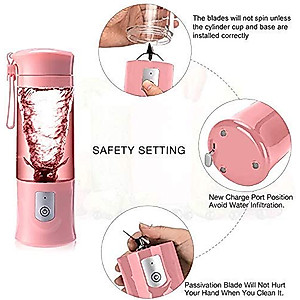 2psc Portable Blender, USB Travel Juice Cup Baby Food Mixing Juicer Machince with Updated 6 Blades with Powerful Motor 4000mAh Rechargeable Battery,13Oz Bottle