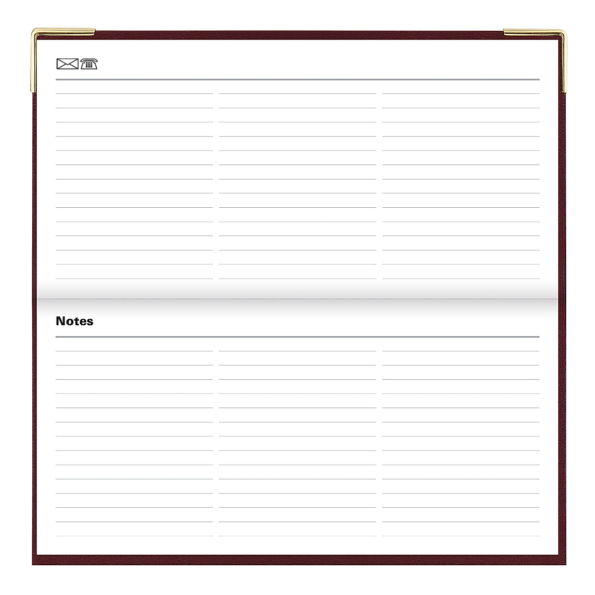 Letts of London Classic Monthly Planner, 13 Months, January 2024 to January 2025, Month-to-View, Horizontal, Gold Corners, Slim Size, 6.625" x 3.25", Burgundy (C12SBY-24)