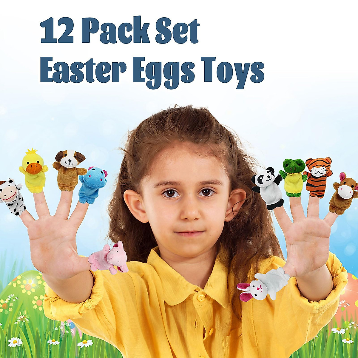 VEALIZUU 12 Pack Easter Eggs with Mini Plush Animals Finger Puppets Toys for Kids, Perfect for Easter Egg Hunt Game, Easter Party Favors, Easter Gift for Kids