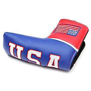 Golf Skull Golf Putter Blade Head Cover Headcover Magnetic Closure for Scotty Cameron Odyssey (Red Blade Putter Cover)