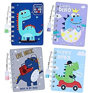 Aifieego Kids Panda Party Favor, Small Spiral Pocket Notebook Journal for Girls, Cute lined Notepad Note Books,Mini little Note Pads (dino)