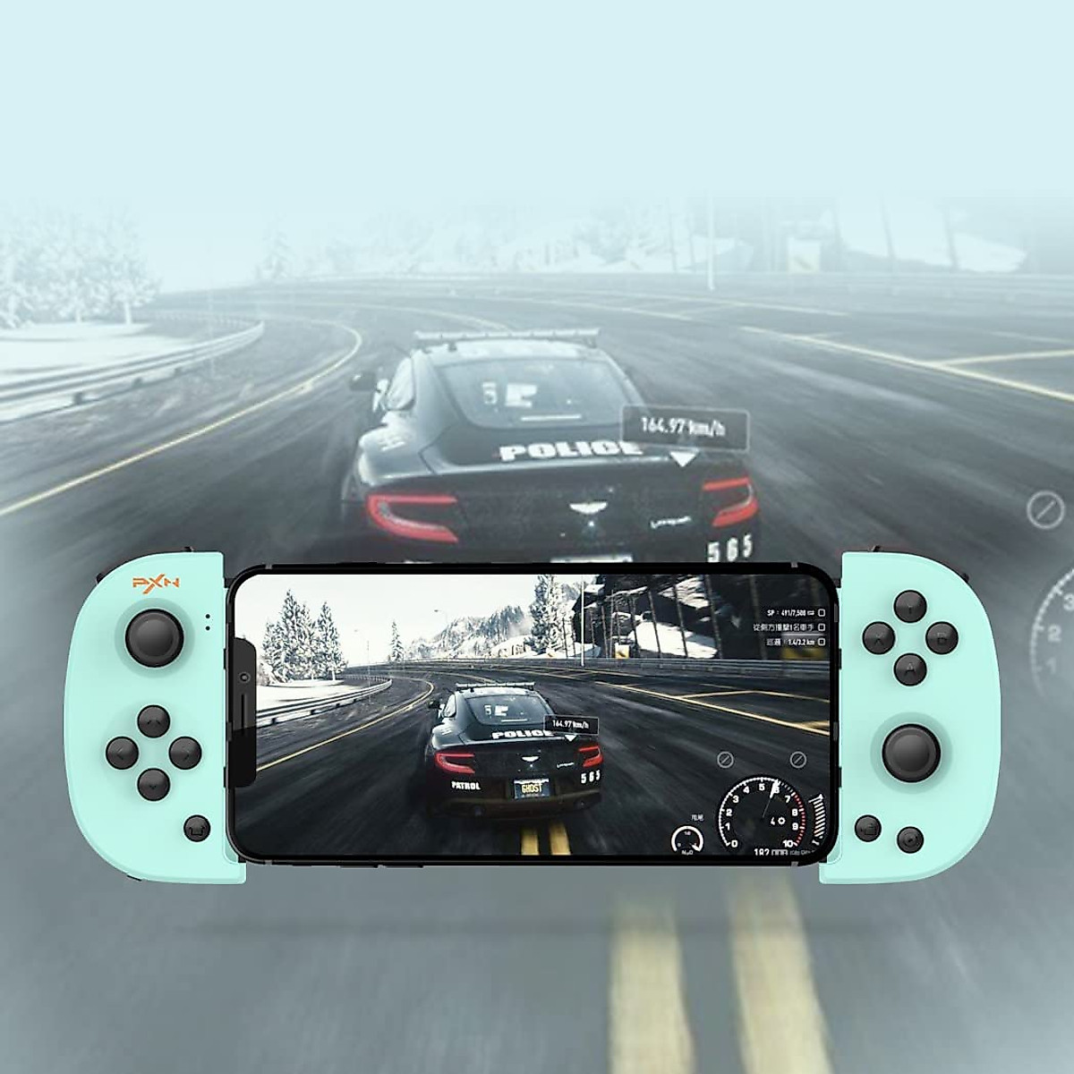 Mobile Game Controller, PXN P30PRO Retractable Low Latency FPS Game Gamepad, Micro USB Plug and Play E-Sports Gamepad for 4-6.67inch (Stretch: 6.5) Android/Apple/Samsung Smartphones - Cyan