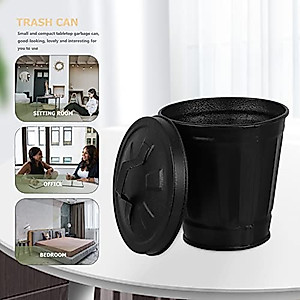 POPETPOP Small Trash Can, Mini Wastebasket with Lid Desk Organizer Storage Bin Pen Holder Desktop Trash Bin Storage Box