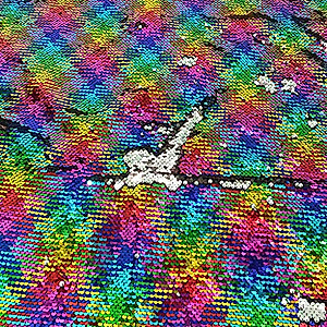 Reversible Sequin Fabric by The Yard Rainbow to Silver Flip Up Sequins Rainbow Two Tone Changing Color Fabric Glitter Fabric for Sewing Rainbow Mermaid Fabric
