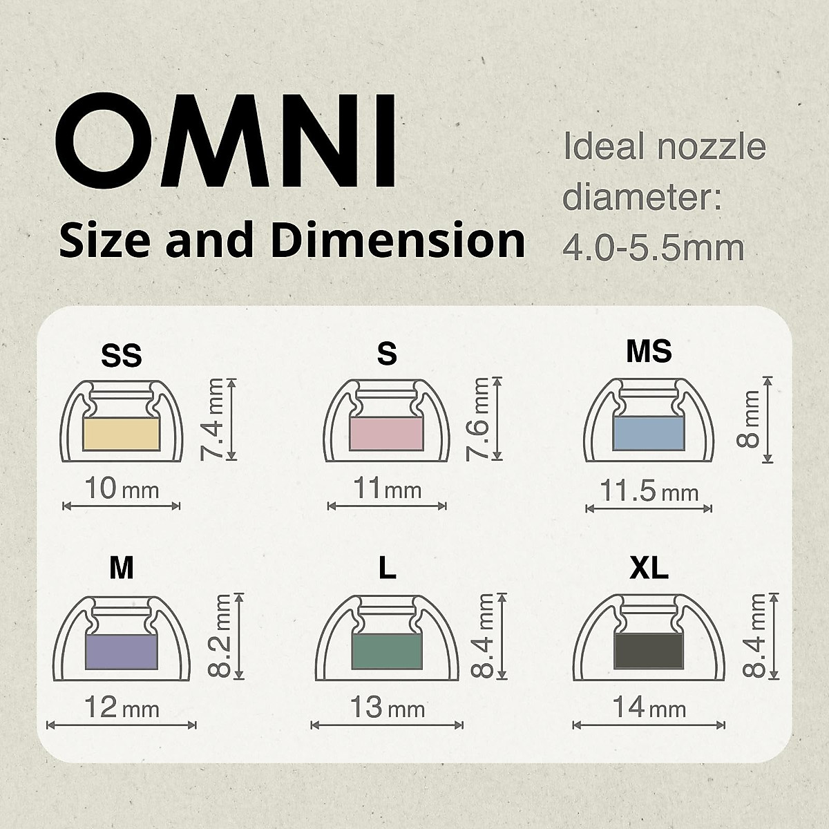 SpinFit Omni for True Wireless Earbuds & IEMs - SS - Patented Silicone Eartips for Replacement (1 Pair) (3.7 mm Nozzle Dia.)