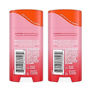 Lume Whole Body Deodorant - Smooth Solid Stick - 72 Hour Odor Control - Aluminum Free, Baking Soda Free and Skin Safe - 2.6 Ounce, (Pack of 2) (Peony Rose)