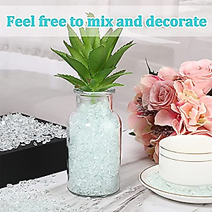 1.5 LB Glass Gravel Stone 3-6 mm Glitter Gravel Stone Luster Reflective Tempered Fire Glass Crushed Glass for Fire Pit Crafts Vase Fish Bowl Garden Decor (Transparent)