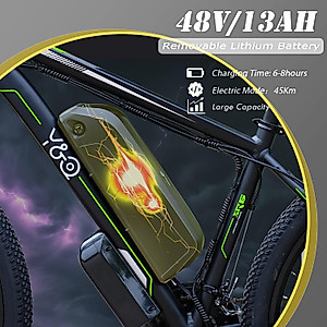 Y&Q Electric Bike for Adults, 750W Ebike, 27.5'' Electric Mountain Bike, 32MPH 48V 13AH Battery Electric Bicycle, LCD Display, Shimano 7, Phone Mount with USB Port for Mountain Beach Snow Commute