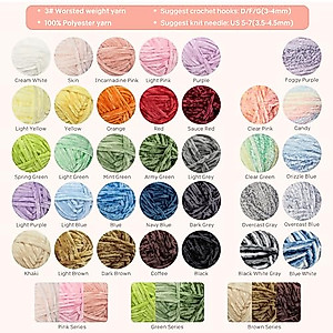 NICEEC 3 Skeins Soft Chenille Yarn Blanket Yarn for Knitting Fancy Yarn for Crochet Weaving DIY Craft Total Length 3×85m (3×93yds, 3×50g)_Mint Green