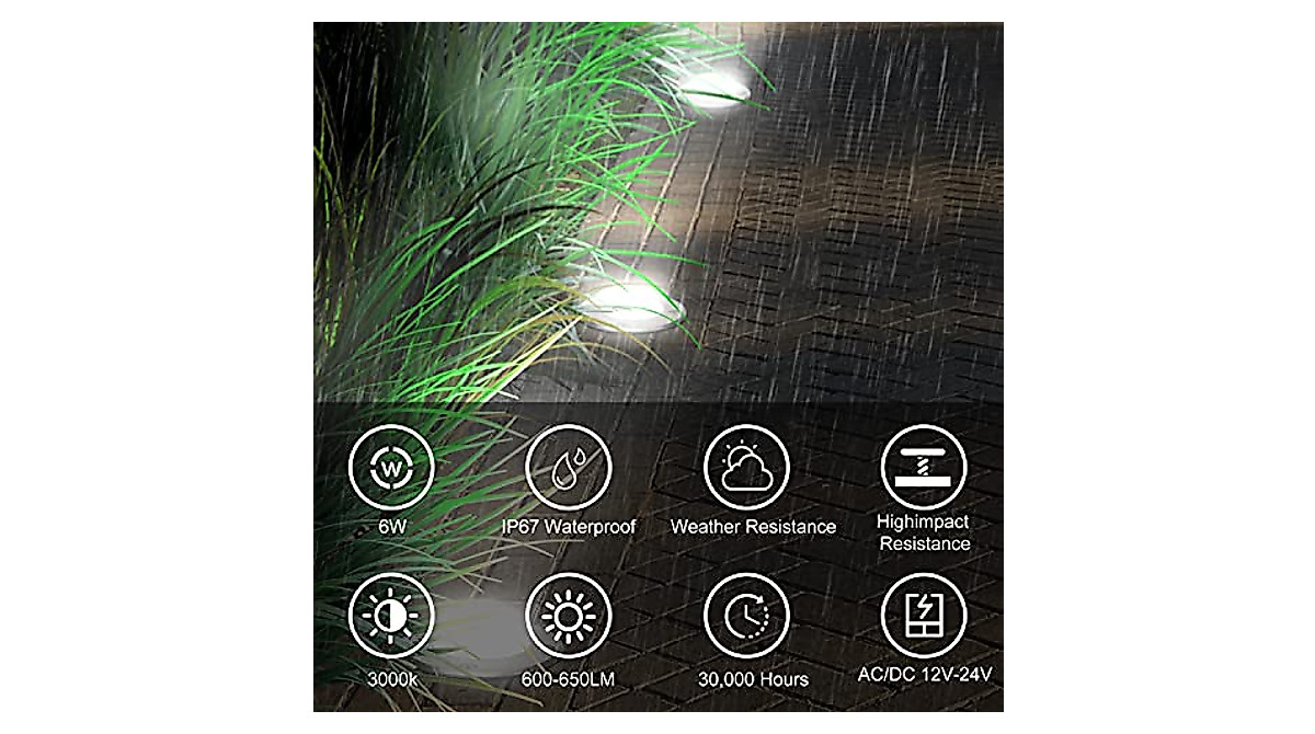 JESLED Landscape Lights 6W LED Well Lights, 12V 24V Ground Lights 6000K ...