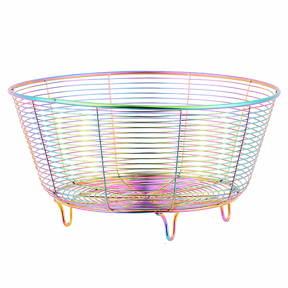 Meisha Round Fruit Bowl, Creative Mesh Fruit Dish Basket Bowl, Round Rainbow Large Metal Wire Storage Baskets, Modern Style Container for Fruit, Vegetables, Bread, Snacks - 8.46" Diameter