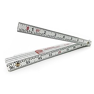 Perfect Measuring Tape Co. FR-72 Carpenter's Folding Rule Lightweight Composite Construction Ruler (Folding Yard Stick) with Easy-Read Inch Fractions - 6.5ft / 2m