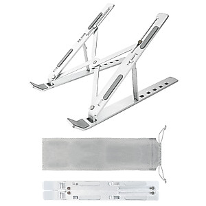 WEETEE Laptop Stand for Desk, Laptop Riser Adjustable Height for Ventilated Cooling, Aluminum Foldable Portable Laptop Holder Compatible with MacBook, Dell, Lenovo More 10-15.6"