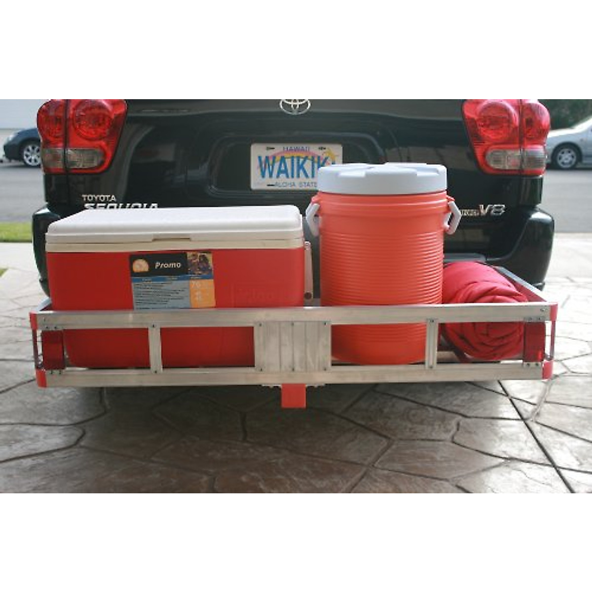 MaxxHaul 70108 Aluminum Cargo Carrier With High Side Rails- Trailer Hitch Mount For RV's, Trucks, SUV's, Vans, Cars With 2" Hitch Receiver - 500-lb Load Capacity, Grey, 49" x 22.5"