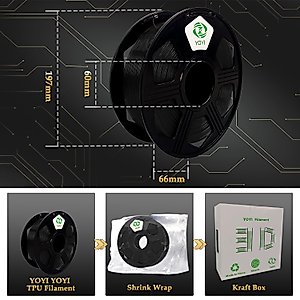 YOYI YOYI 3D Printer Filament, 95A TPU Filament 1.75mm, Flexible Filament, 0.8KG Spool,Dimensional Accuracy +/- 0.03 mm, Soft TPU Filaments of High Elasticity (Black)