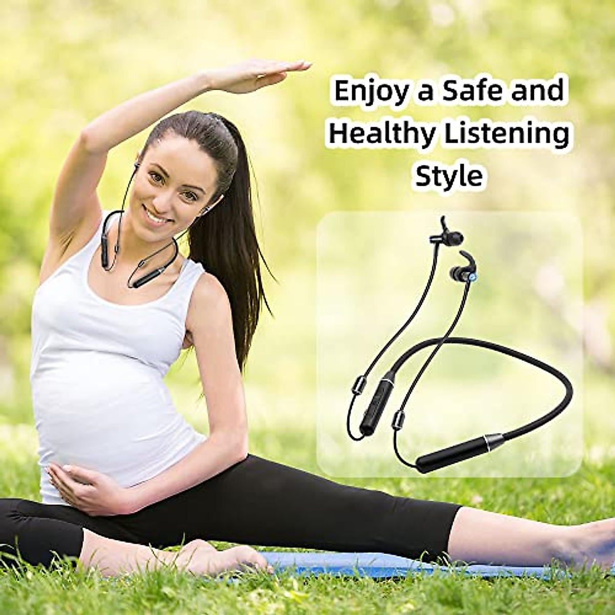 ibrain Bluetooth Air Tube Headphones EMF Free Airtube Headset Wireless for Running Air Tube Earbuds for Gym Sports Exercise Blue Tooth Earphones Workout with Mic & Volume Control