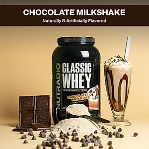 NutraBio Classic Whey Protein Powder- 25G of Protein Per Scoop - No Fillers, Artificial Colors, Preservatives - Chocolate Milkshake, 2 Pounds