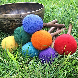 Inzopo Tibetan Buddhism Singing Bowl Mallet Wood Striker With Wool Felt 28cm Purple