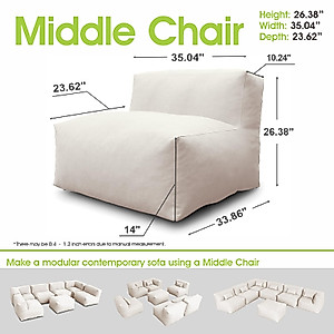 Patio Furniture Set Bean Bag Middle Chair Outdoor Chairs Sectional Conversation Patio Piece Daybed Furniture Outdoor Sofa Couch High Density Foam Filling Modern Comfy Patio Couch (light beige)