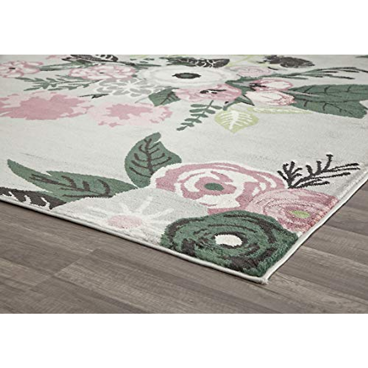 Rugs America Hanna VA40C Rose Garden Gray Floral Transitional Area Rug, 5'x7'