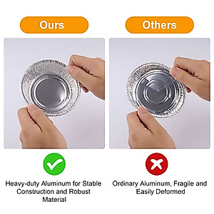 LOYUDEQIU 5 Inch Aluminum Foil Mini Pie Pans - Disposable Small Pie Tins For Bakeries, Cafes, Restaurants - Durable Mini Foil Pans for Pie, Fruit Tarts, Quiche (50, 5 Inch)