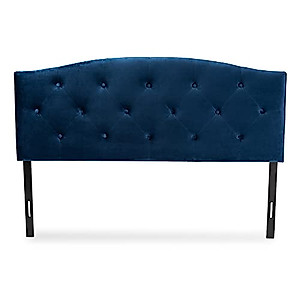 Baxton Studio Leone Headboard, Queen, Navy Blue/Dark Brown