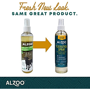 ALZOO Flea and Tick Repellent Spray for Dogs, Effectively Repels Fleas, Ticks & Mosquitos, 100% Plant-Based Active Ingredients, Sulfate-Free, 8 Fl. Oz.