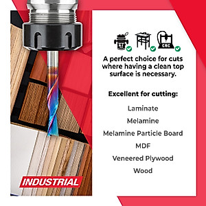 Amana Tool 46202-K Solid Carbide Spiral Plunge Router Bit Down Cut 1/4 Dia x 3/4 x 1/4 Inch Shank, Spektra Extreme Tool Life Coated