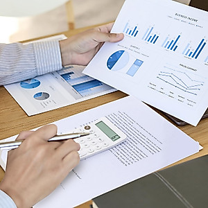 Calculator, Deli Standard Function Desk Calculators 10 Digit with Large LCD Display with 15° Elevation, Solar and Battery Dual Power, Standard Function for Office, Home, School, White