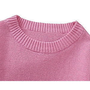 Toddler Baby Boys Knit Sweater Girls Pullover Sweatshirt Little Kids Long Sleeve Crew Neck Solid Casual Tops Winter Clothes Pink