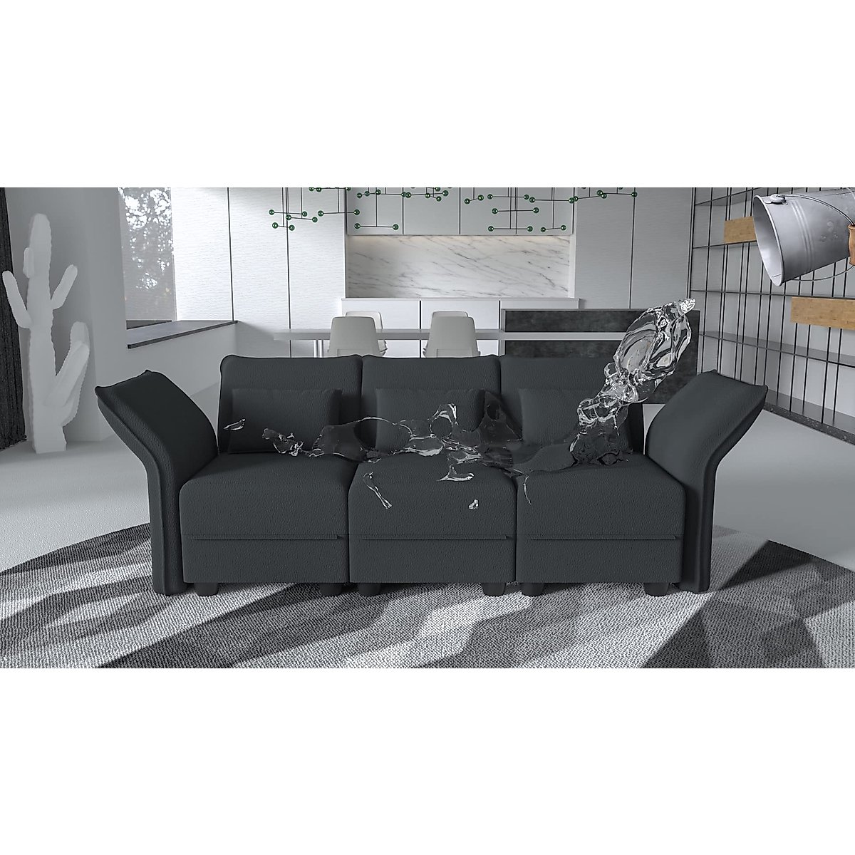 LLappuil Modular Pair of Side Armrest Backrest Module Sofa for Convertible Modular Sectional Couch Sofa Side Armrest, Backrest Grey
