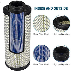 25 083 01-S Outer Air Filter & 25 083 04-S Inner Filter Compatible with Kawasaki 11013-7020 11013-7019 11013-7044 11013-7045 Kubota TA040-93230 TA040-93220 Lawn Mover M131802 M131803