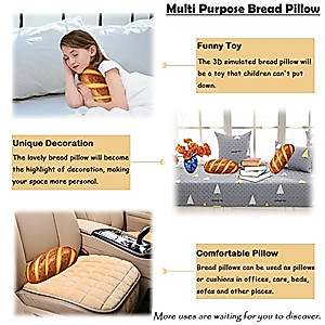 zhidiloveyou Bread Pillow Funny Stuffed Bread Shaped Pillow Toy Gift for Kids Adults, 15.7 in