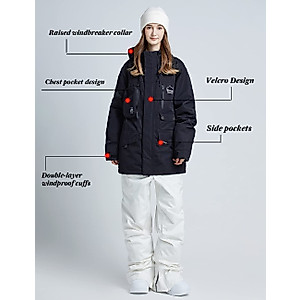 Womens Ski Jacket Waterproof Snow Jackets Winter Windproof Snowboard Jacket Coats with Hood