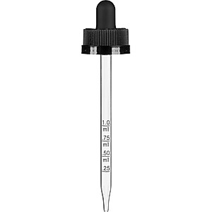 Comfort Axis Calibrated Marked Glass Eye Dropper Caps, Fits only 4 oz 22-400 width (0.866 Inches) Neck Finish Bottles, Black (12 Pack)