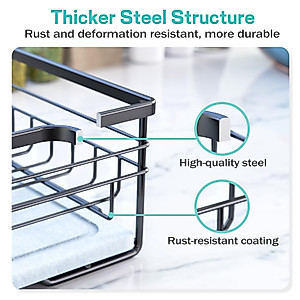 VABNEER Dish Drying Rack with Stone Drying Mat, Quick-Drying/Stainless/Super Sturdy/Space-Saving, Dish Strainers for Kitchen Counter, Escurridor de Trastes para Cocina (Black)