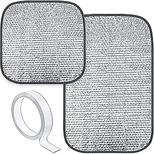 2 Pieces RV Door Window Skylight Shade Sunshield Reflective Window Cover, 25 x 16 Inch, 16 x 16 Inch, RV Insulation Car Windshield Camper RV Skylight Insulator, with Clear Double-Sided Tape (Silver)