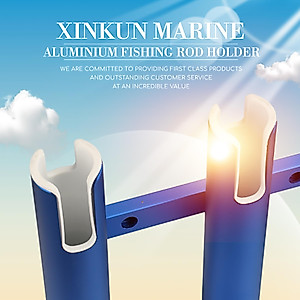 Xinkunmarine Aluminium Fishing Rod Holders for Boat, Wall-Mounted Fishing Pole Roof Rod Rack,Surf Fishing Rod Holder for Truck, Boats & Yacht (4 Tubes Blue)