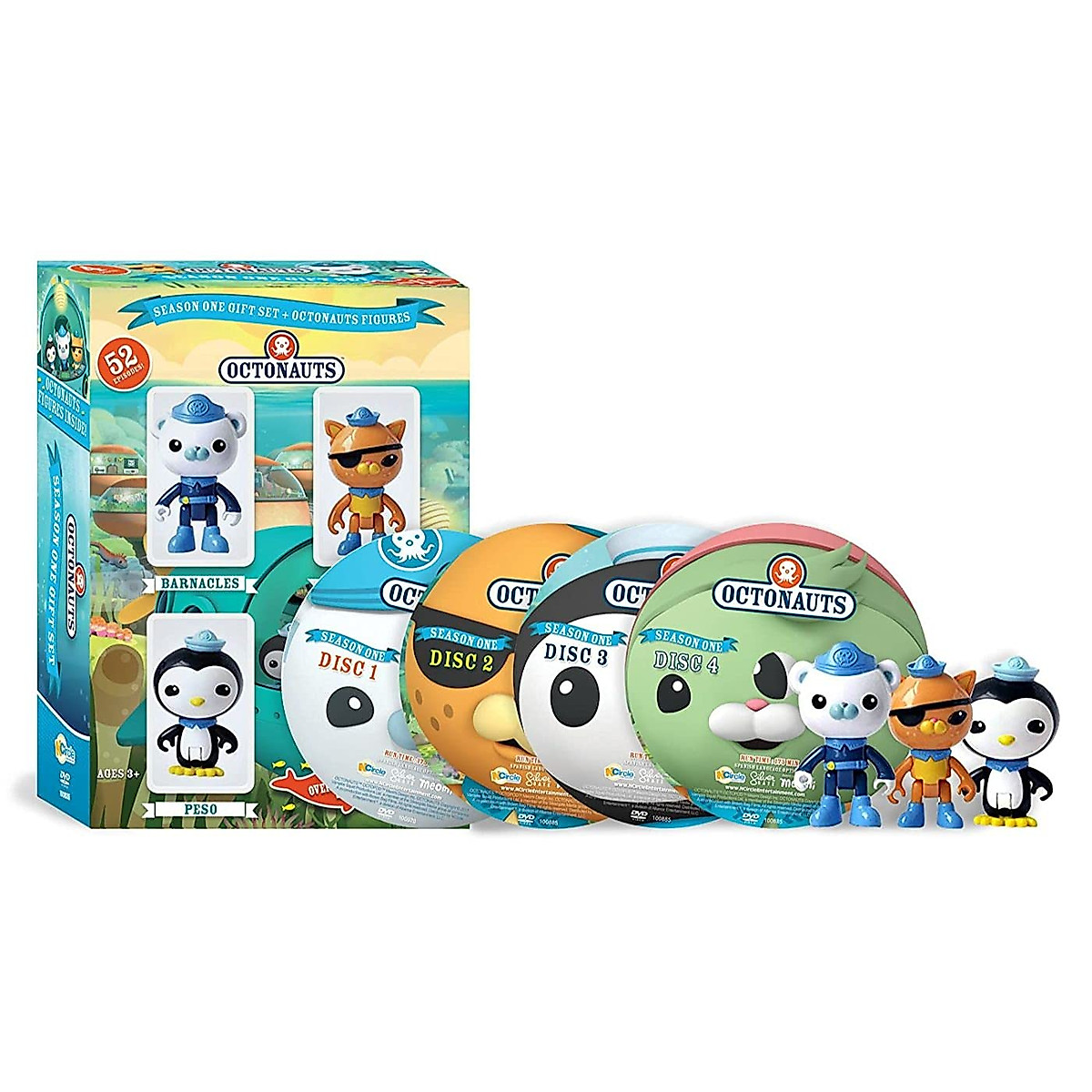 Octonauts The Complete Season 1 / 3 (6 Disc DVD -Over 16.5 Hours - 75 Episodes - 5 Toys Included Gift Set) - Captain Barnacles, Kwazii, Peso Penguin, Meomi