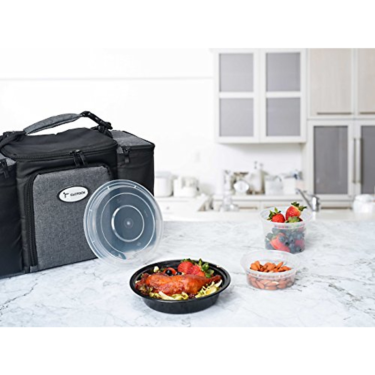 Glotoch Meal Prep Container 10 Pack, Disposable Food Containers with Lids, Durable To Go Containers, Take Out Bowls for Takeout, Salad Container, Microwave Safe, BPA-Free, Stackable - 16 OZ