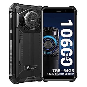 FOSSIBOT Rugged Smartphone, 10600mAh Battery, Android 12 7+64GB Rugged Phone, 24MP Rear Camera, 5.45" HD+ Compactness Cell Phone, 3.5W Loud Speaker, IP68 Waterproof Unlocked Phone, Dual SIM 4G, OTG