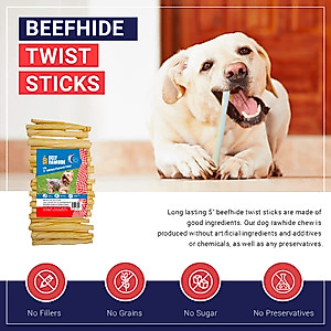 American Made Treat Company 0506 U.S.A. Beefhide Chicken Basted Twist Sticks, Digestive and Protein Rich Rawhide Chicken Flavored Sticks for Improving Dental Health, 5" in Size, 1 Pound Pack.