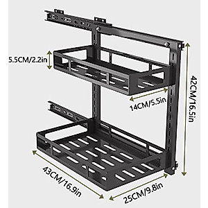COVAODQ Under Sink Organizers and Storage, Pull Out Sliding Drawers Height Adjustable 2 Tier Under-Sink Organizers with Sliding Drawer Under Sliding Cabinet Basket Organizer for Bathroom Kitchen