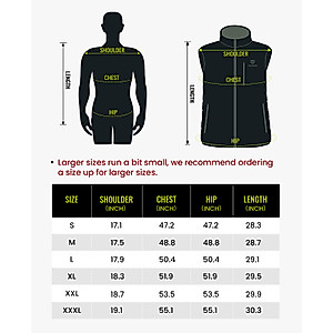 TIDEWE Men’s Lightweight Heated Vest with Battery Pack (Black, Size XXL)