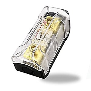 Magic source Mini ANL Fuse Holder Wire Inline Fuse 60 A,4/8 Gauge to 4/8 Ga Copper Gold-Plated Fuse Block for Car Audio (1 Way)
