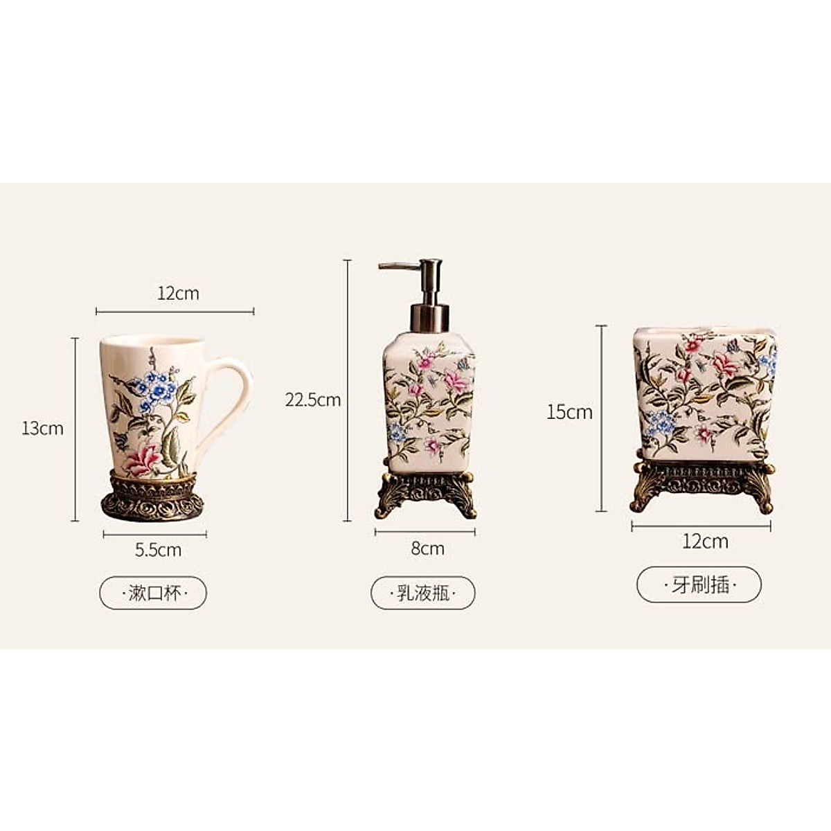 WYKDD 6-Piece Bathroom Supplies Set Brushing Cup Mouthwash Cup Ceramic Bathroom Hotel Wash Set European Style