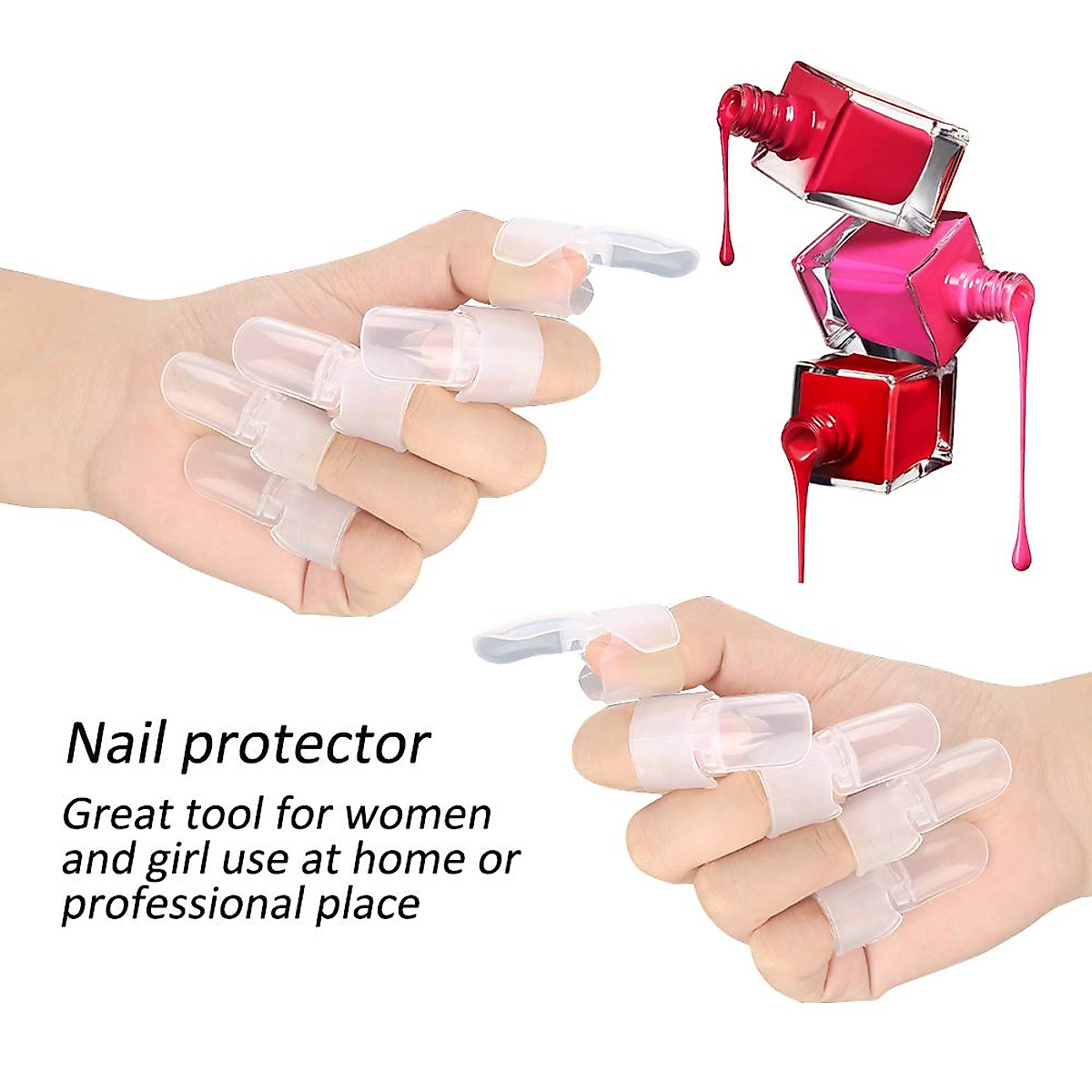 FILFEEL Nail Polish Protector, 20Pcs Manicure Cover Finger Varnish Nail Art Tips Clip Holder