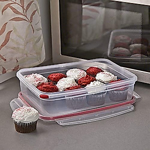 Sterilite 03426604 16.0 Cup BPA Free Rectangle UltraSeal Food Storage Container, For Meal Prep, Leftovers, or Work Lunch, Dishwasher Safe, Red 16 Pack