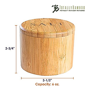 Totally Bamboo Salt Cellar Bamboo Storage Box with Magnetic Swivel Lid, 6 Ounce Capacity, "Salt" Engraved on Lid