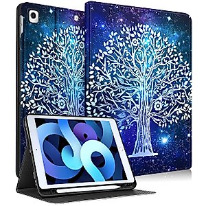 Uppuppy for iPad 9th/8th/7th Generation Case 10.2 Inch Girls Cute Women Folio Smart Cover with Pencil Holder Tree Aesthetic Cool Design Girly Teens Unique Cases for iPad 7/8/9 Gen A2602 A2270 A2197